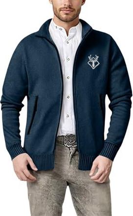 Generic Pull en tricot pour homme - Coupe ajust&eacute;e - Avec broderie de cerf - Fermeture &eacute;clair - Col montant - Veste de loisirs - Pour la f&ecirc;te de la bi&egrave;re, laut