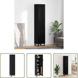 vidaXL Hochschrank Schwarz Eichen-Optik - Highboard Schwarz Eichen-Optik 34,5 x 34 x 180 cm Holzwerkstoff