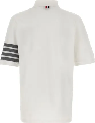 Thom Browne 4-Bar Jacquard Polo - White