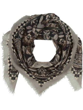 Fraas Tuch mit Paisley-Print | Reine Wolle | 110 x 110 cm | Herbstliche Farben | Weiches & Warmes Accessoire für Damen Stone