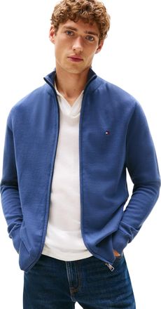 Tommy Hilfiger Herren Pullover mit Rei&szlig;verschluss Essential Cotton Zip Thru Stehkragen, Blau (Aegean Sea), M