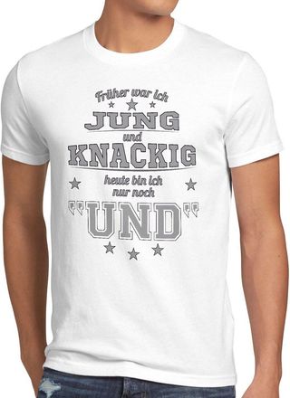 style3 Fr&uuml;her war ich Jung und Knackig Heute Bin ich nur noch UND Herren T-Shirt Funshirt Spruch Shirt Fun, Gr&ouml;&szlig;e:XL, Farbe:Wei&szlig;