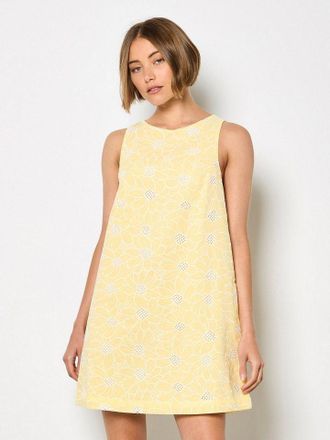 Apricot Minikleid Mini-Etuikleid mit Blumenstickerei