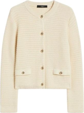 Max Mara Femme, Pulls, Beige, Taille: 38 FR Cotton Blend Cardigan