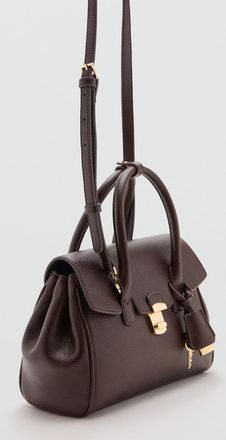 Mango Sac de ville &agrave; rabat de taille moyenne chocolat - Femme - Taille unique - MANGO