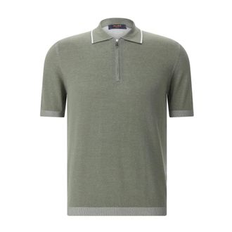 Moorer Half-Zip Polo Shirt - - Tops - Herren - Gr&uuml;n - 2XL