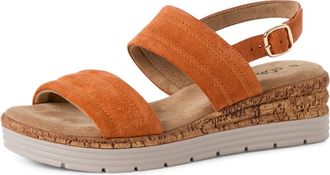 s.Oliver Damen Sandalen mit Keilabsatz aus Leder Sommer, Rosa (Coral), 40 EU