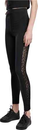 Urban Classics Damen Dames Flock Lace Stripe Leggings, Schwarz, 5XL EU