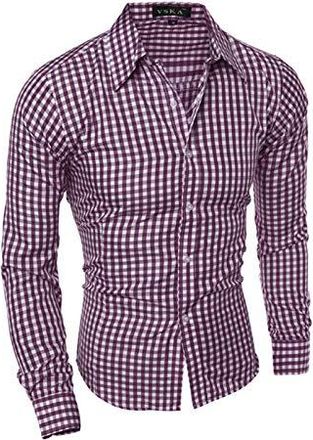 Generic Chemise Carreaux &agrave; Manches Longues pour Homme, Chemises Formelles d&eacute;contract&eacute;es, Chemises daffaires Tendance, sans Repassage, Haut &agrave; Manches Longues, 