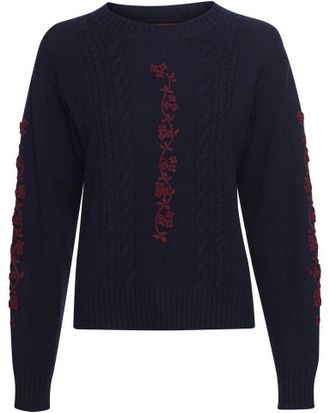 Reitmayer Strickpullover Pullover mit Blumenstickerei