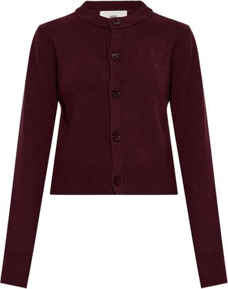Ami cardigan boutonné et brodé - Rouge