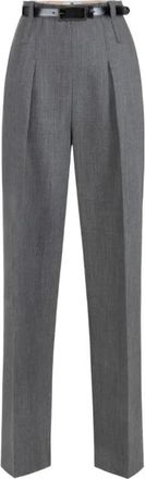 Elisabetta Franchi Pantalon Zip avec ceinture - Femme - Pantalons - Gris - Taille: 40 FR