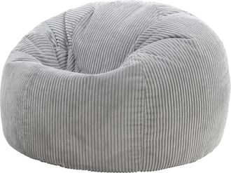 Icon Brand Pouf Classique en Velours Côtelé Kingston, Fauteuil Pouf pour Adultes, 85cm x 50cm, Gris Aube, oeko-tex - Icon