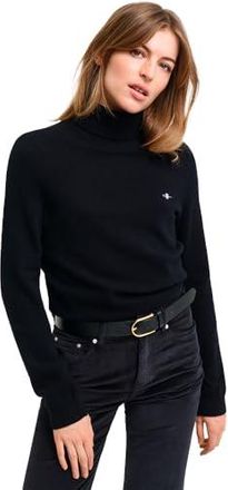 GANT Laine dagneau Extra Fine à col roulé Pull-Over, Noir, XS Femme
