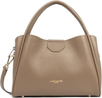 Lancaster | Ida Double - Sac &agrave; Main Cuir de Vachette Grain&eacute; Taupe - In - Or