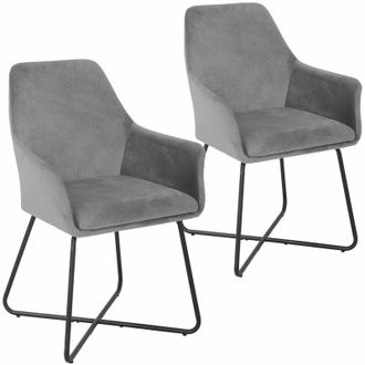 SVITA Svita - josie Dining Lot de 2 chaises de salle &agrave; manger Fauteuil Chaise rembourr&eacute;e Tissu Gris clair