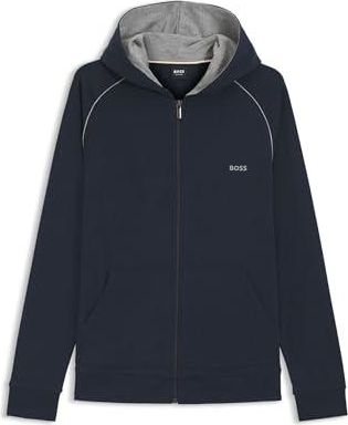 BOSS Hommes Mix&Match Jacket H Sweat &agrave; capuche zipp&eacute; en coton stretch avec passepoils contrastants