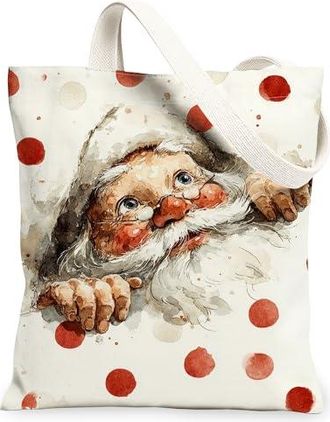 Generic Sac fourre-tout fantaisie en toile, motif &agrave; pois amusants, sacs de courses r&eacute;utilisables, charmants vacances, l&eacute;gers et lavables, blanc, 13x15 Inch