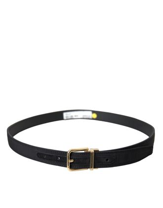 Dolce & Gabbana Black Gros Grain Gold Metal Buckle Belt Men Leather