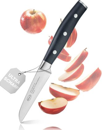 Rösle Gemüsemesser Tradition 9cm - Hochwertiges und scharfes Küchenmesser zum Schneiden von Obst und Gemüse, gerade Klinge aus Klingenstahl, Schneidemesser 