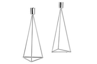 Echtwerk Set de 2 bougeoirs Modern Big, &eacute;dition argent&eacute;e, Design g&eacute;om&eacute;trique, bougeoir votif pour Le Salon/la Table &agrave; Manger, d&eacute;coration de Table pour Mariages