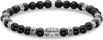 Thomas Sabo Armband für Herren mit polierten Beads aus Onyx sowie kunstvoll designten Beads aus geschwärztem 925er Sterlingsilber, Länge 17cm, A2087-507-11-L17
