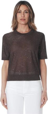 KANGRA Femme, Pulls, Brun, Taille: 38 FR Maglia girocollo manica corta in lurex