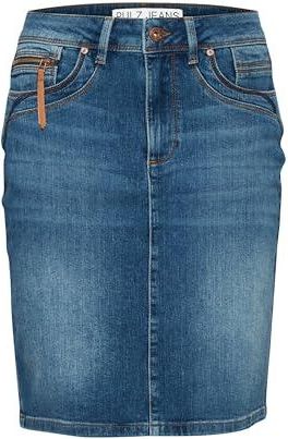 Pulz Jeans Jupe PZKAROLINA en coton mélangé - Poches latérales - Fermeture éclair - Moulante, Bleu moyen denim (200005), 48