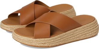 FitFlop Damen F-Mode Espadrille Leather Flatform Cross Slides Schiebe-Sandalen, Deep Tan, 41 EU