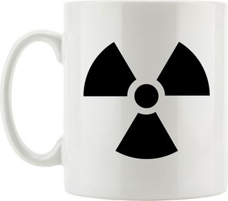 Pixxprint Atom Atomzeichen Atomkraftwerk Radioaktiv Tasse, ca. 300ml Fassungsverm&ouml;gen, Keramik Wei&szlig;, Sp&uuml;lmaschinenfest