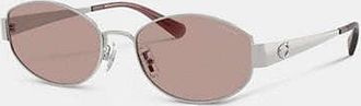 Coach Schmale Ovale Sonnenbrille Aus Metall Mit C-Metalldetails