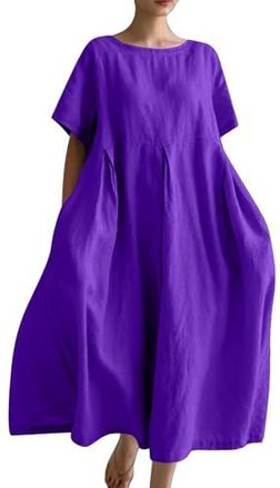 Generic Robe Été Femme Fleurie Ample A-Line Imprimé Floral Ete Robe dété Robe Fluide Manches Courtes Nouveauté 2024 Pas Cher Maxi Dress Robes Casual Tendance 