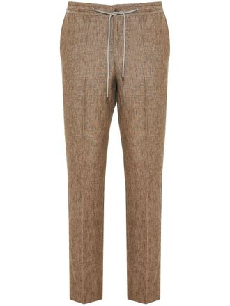 Corneliani Leinenhose mit Kordelzug - Braun