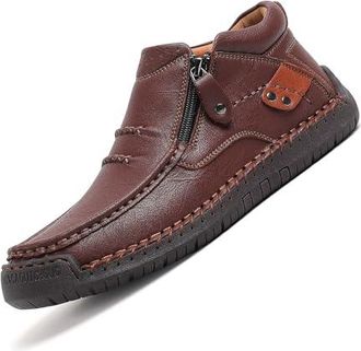 Generic Mocassins d&eacute;contract&eacute;s pour homme en cuir antid&eacute;rapant avec soutien de la vo&ucirc;te plantaire, bout large, fait &agrave; la main, chaussures de conduite &agrave; enfile
