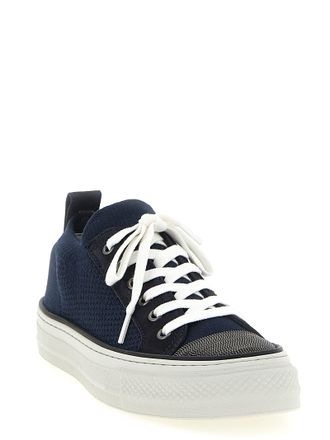 Brunello Cucinelli Womens Blue Cotton Low Top Sneakers