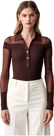 Patrizia Pepe Pull ajust&eacute; &agrave; col - Femme - Tops - Brun - Taille: 40 FR