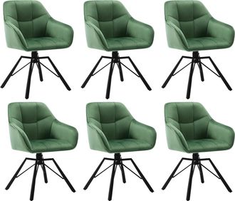 Woltu Esszimmerstühle drehbar 6er Set, für Esszimmer Wohnzimmer, Bequeme Küchenstühle gepolstert mit Armlehnen Rückenlehne, mit Samtbezug, Dunkelgrün