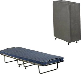 Talamo Italia Ada-Klappbett, Feldbett mit 12 Latten, inklusive Matratze, platzsparendes Kinderbett, 100% Made in Italy, 80 x 190 x 37 cm, mit Hülle