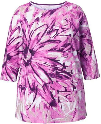 Ulla Popken T-Shirt Pima Cotton Shirt Ziersteine A-Linie 3/4-Arm