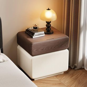 Generic Schlafzimmer-Nachttisch, Nachttisch Mit Schubladen, Zweifarbiger Nachttisch Mit Ger&auml;Uschloser F&uuml;Hrungsschiene for B&uuml;Cher, Schreibtischlampe, Wasserbec