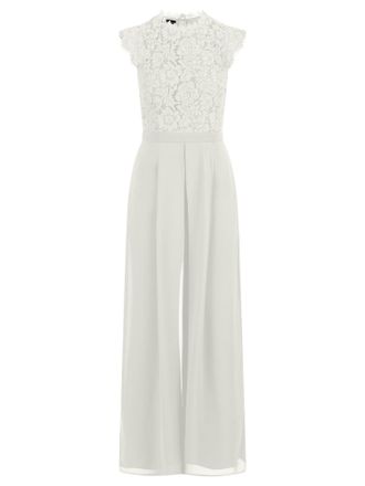 Apart Fashion Damen Spitze Jumpsuit, &auml;rmelloses Einteiler, weiterbeiniges Abendoutfit, hochgeschlossenes formelles Outfit, taillierter G&uuml;rtel, Chiffon Playsuit, Bod