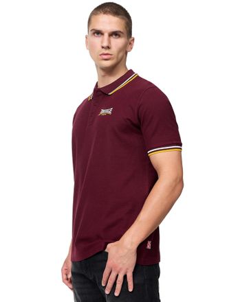 Lonsdale Herren Poloshirt Normale Passform VELTON Oxblood/Yellow/White M, 117462