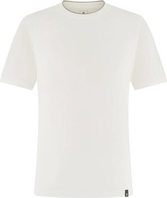 Boggi Milano Homme, Tops, Blanc, Taille: M T-shirt en coton/Tencel