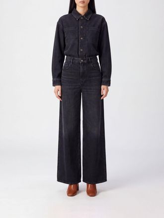 Cycle Lang&auml;rmliger schwarzer Denim-Jumpsuit mit klassischem Kragen