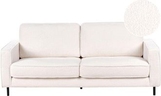 Beliani 3-Sitzer Sofa Weiß Bouclé mit Schwarzem Metallgestell Sitzkissen Armlehnen Klassisch Industrie Design Wohnzimmer Schlafzimmer Flur Polstersofa