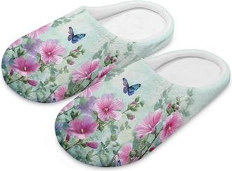 Coloranimal Chaussons de spa pour invit&eacute;s - Jetables et r&eacute;utilisables - Antid&eacute;rapants - Bout ferm&eacute;, Papillon fleur violet, 38.5/39.5 EU