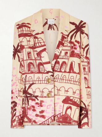 Johanna Ortiz Rock The Plan Blazer Aus Bedrucktem Leinen - Ecru