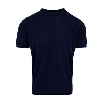 Drumohr Gestricktes Baumwoll-T-Shirt - - Tops - Herren - Blau - M