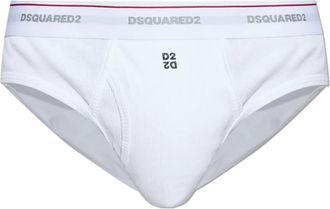 Dsquared2 Homme, Sous-v&ecirc;tements, Blanc, Taille: XS Culottes c&ocirc;tel&eacute;es avec logo