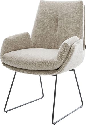 DELIFE Polsterstuhl Clea-Flex Kufengestell Schwarz Webstoff Soft Beige